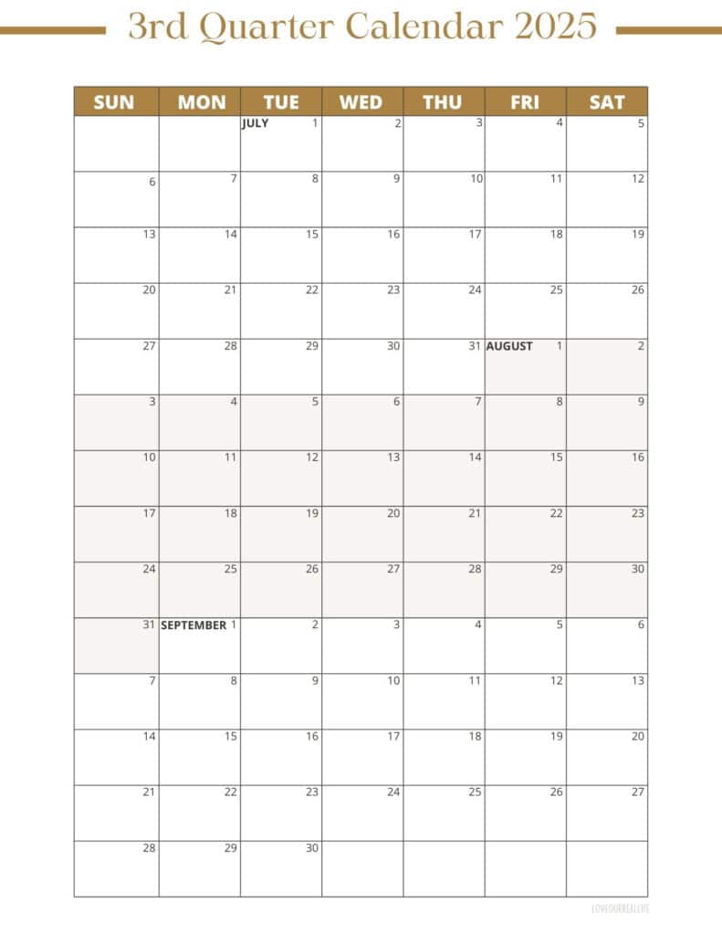 3 Month Calendar Printables: 2025 and 2026! ⋆ Love Our Real Life