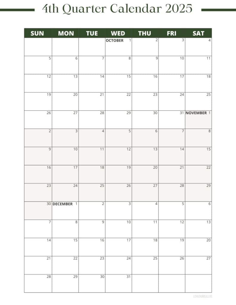 3 Month Calendar Printables: 2025 and 2026! ⋆ Love Our Real Life