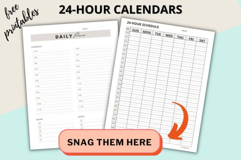 24 Hour Daily Schedule Template - 1 Page Layout (Printable) ⋆ Love Our ...