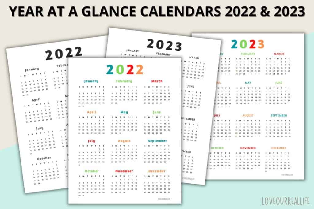 2022 Year at a Glance Calendar - FREE Printable PDF ⋆ Love Our Real Life