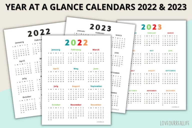 2022 Year at a Glance Calendar - FREE Printable PDF ⋆ Love Our Real Life