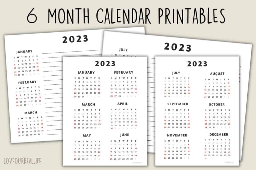 Six Months Calendar Printable - FREE Template ⋆ Love Our Real Life