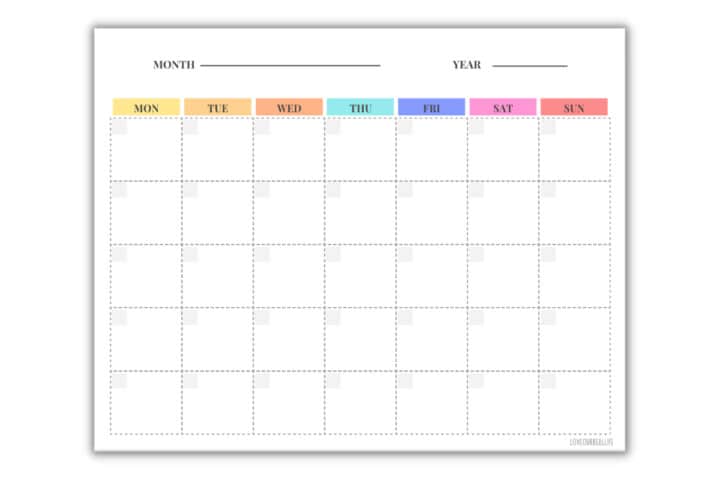 FREE Blank Undated Monthly Calendar Printable Template ⋆ Love Our Real Life