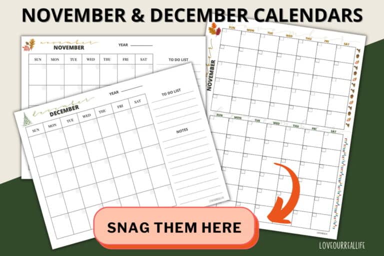 FREE Printable November & December Calendar Templates (2024) ⋆ Love Our ...