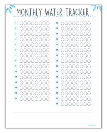Free Monthly Water Tracker Printable (Meet Your Hydration Goals) ⋆ Love ...