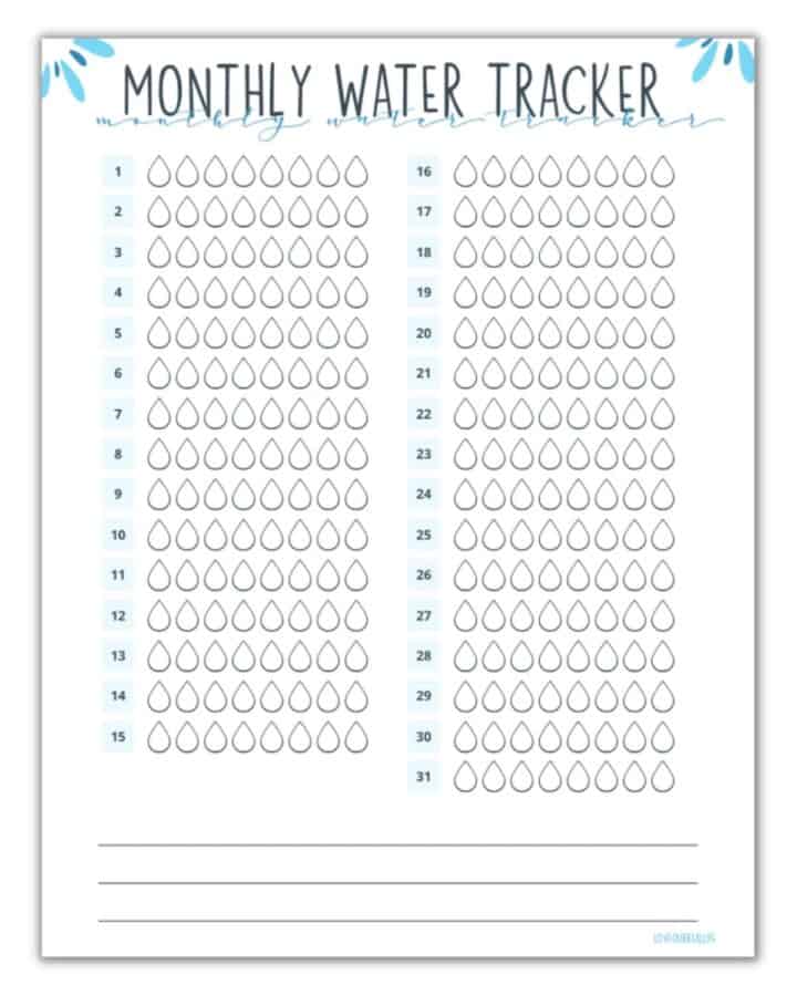 Free Monthly Water Tracker Printable (Meet Your Hydration Goals) ⋆ Love ...