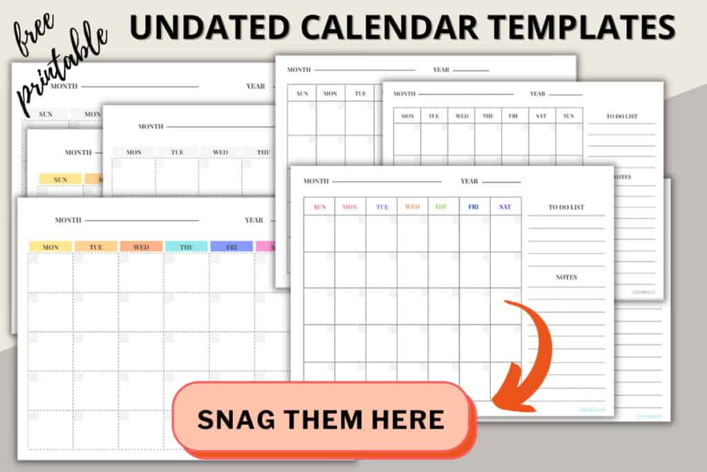 FREE Blank Undated Monthly Calendar Printable Template ⋆ Love Our Real Life