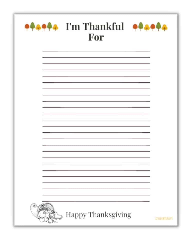 FREE I'm Thankful For Printable and Worksheets for Kids ⋆ Love Our Real ...