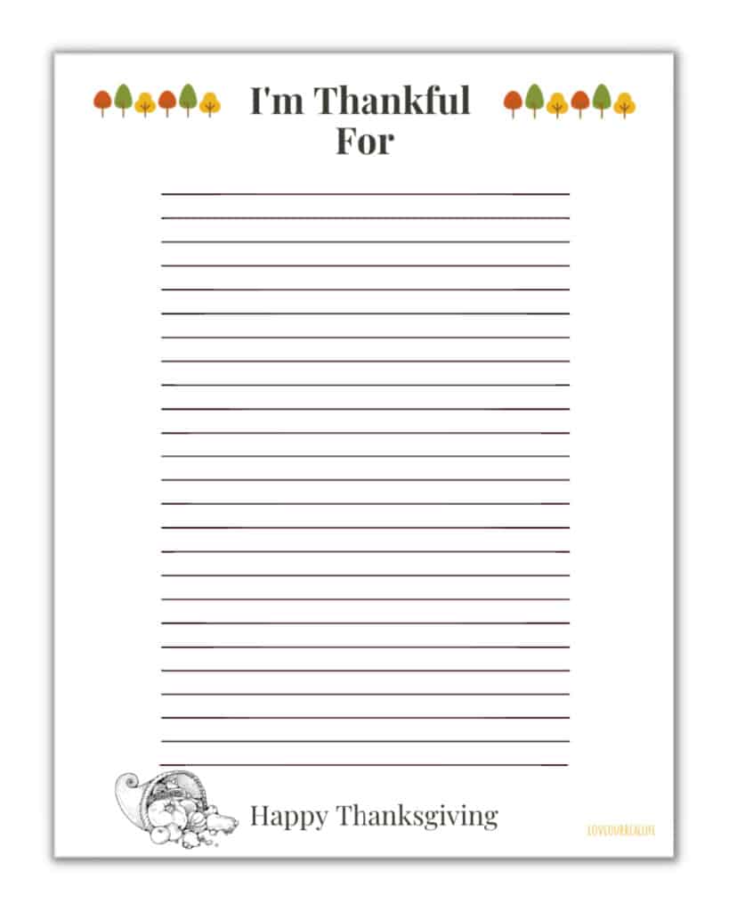 FREE I'm Thankful For Printable and Worksheets for Kids ⋆ Love Our Real ...
