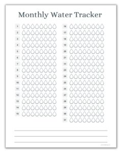 Free Monthly Water Tracker Printable (Meet Your Hydration Goals) ⋆ Love ...