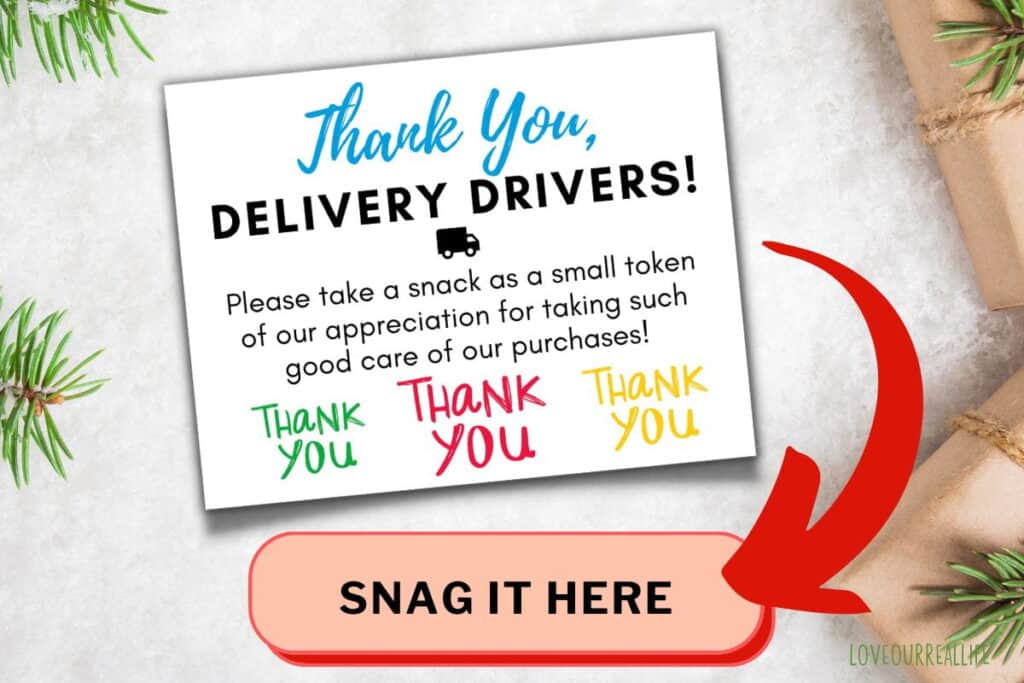 Thank you Delivery Drivers: FREE Printable Sign ⋆ Love Our Real Life