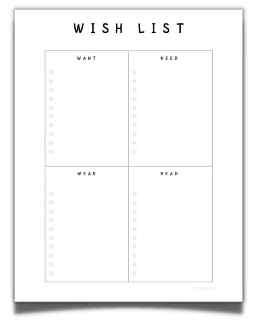 FREE Christmas Wish List Printable- Template for Gift List ⋆ Love Our ...