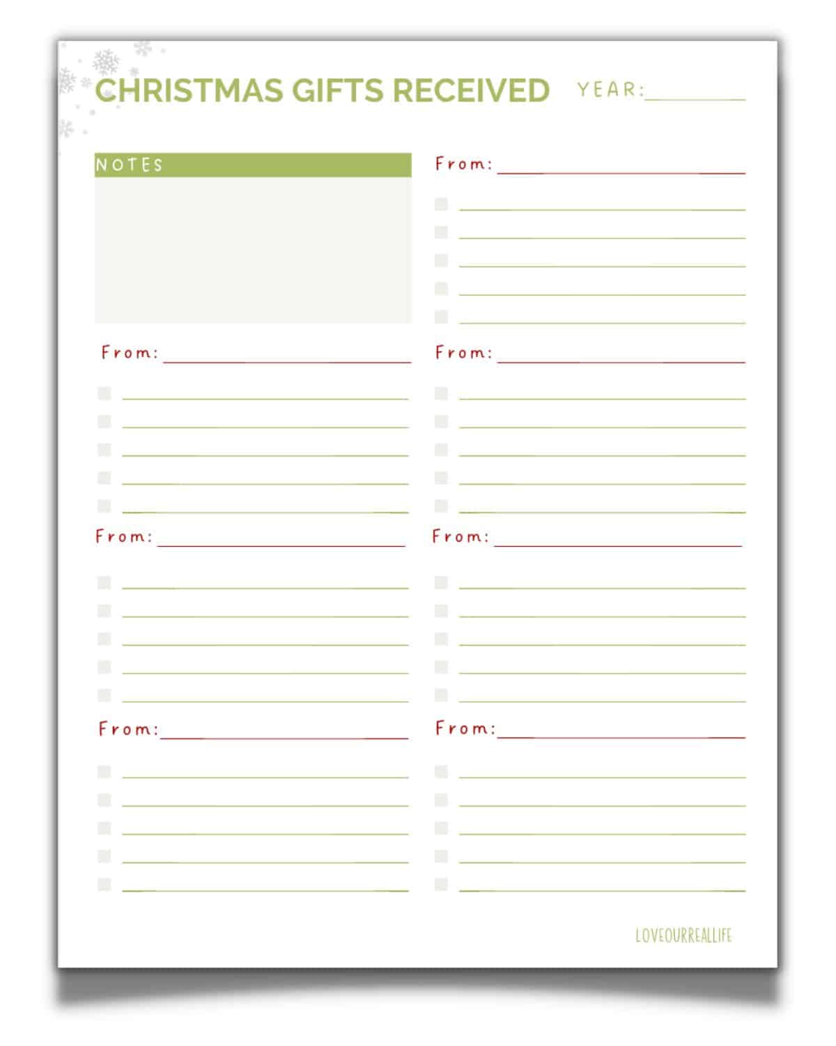 Printable Christmas Gift List