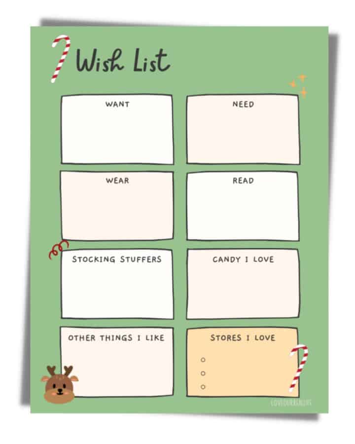 FREE Christmas Wish List Printable- Template for Gift List ⋆ Love Our ...