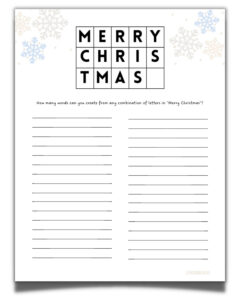 How Many Words Can You Make From Merry Christmas (Printable) ⋆ Love Our ...