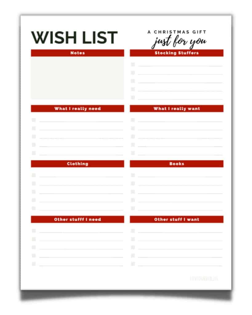FREE Christmas Wish List Printable- Template for Gift List ⋆ Love Our ...