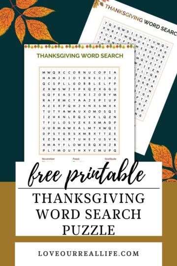 Thanksgiving Word Search Puzzle - FREE Printable PDF ⋆ Love Our Real Life