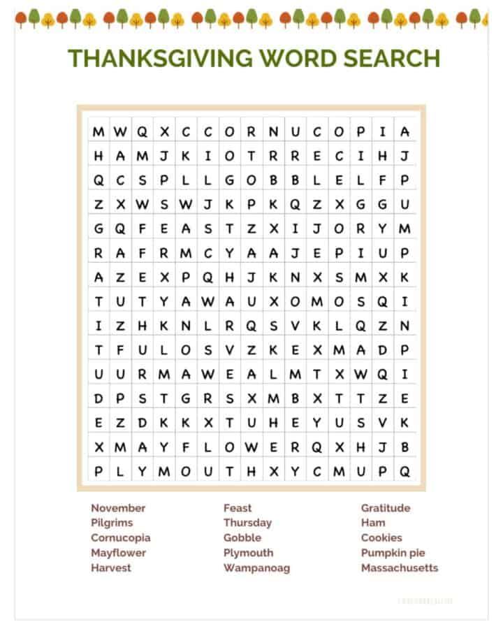 Thanksgiving Word Search Puzzle - FREE Printable PDF ⋆ Love Our Real Life
