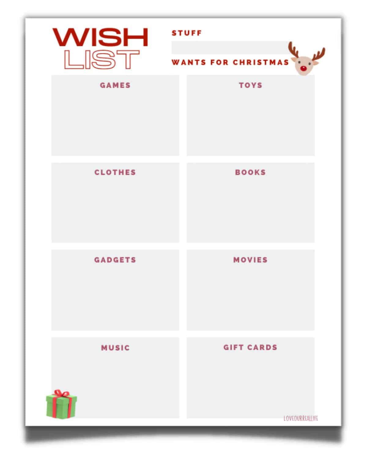 Printable Christmas Gift List Template