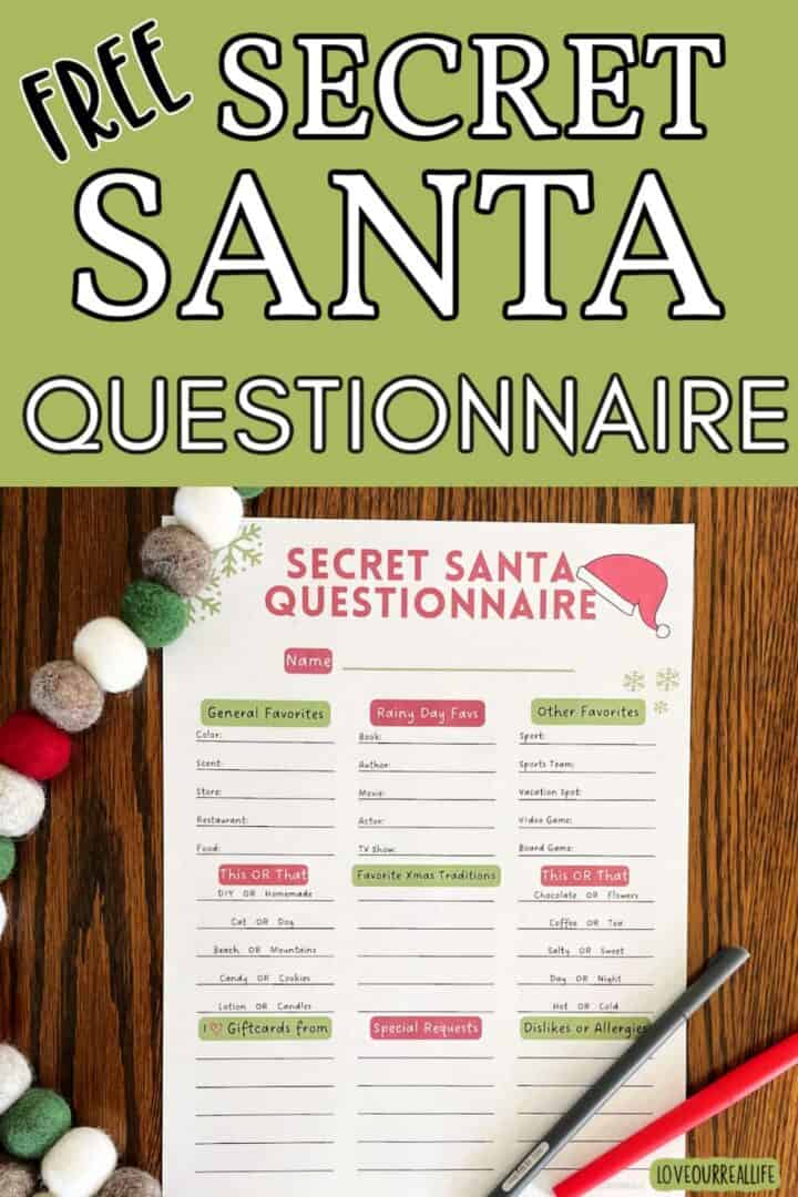 FREE Secret Santa Questionnaire Printable Templates ⋆ Love Our Real Life