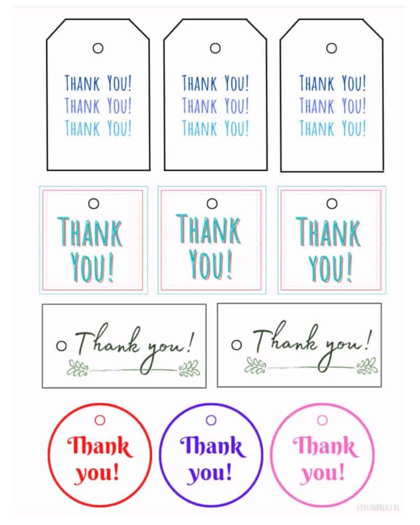 22 FREE Printable Thank You Gift Tags (For Gifts & Cards) ⋆ Love Our ...