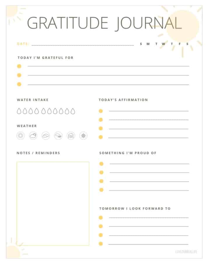 FREE Printable Daily Gratitude Journal Template with Prompts ⋆ Love Our ...