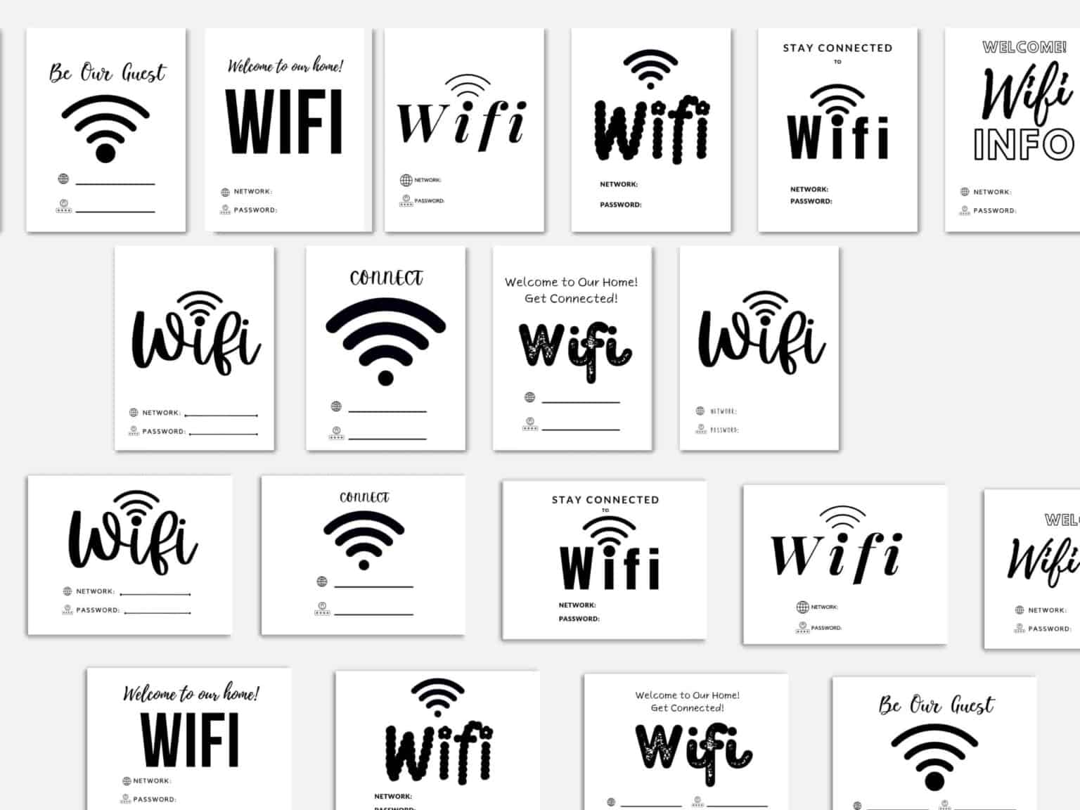 20 FREE Printable Wifi Password Sign Templates for Guests ⋆ Love Our ...