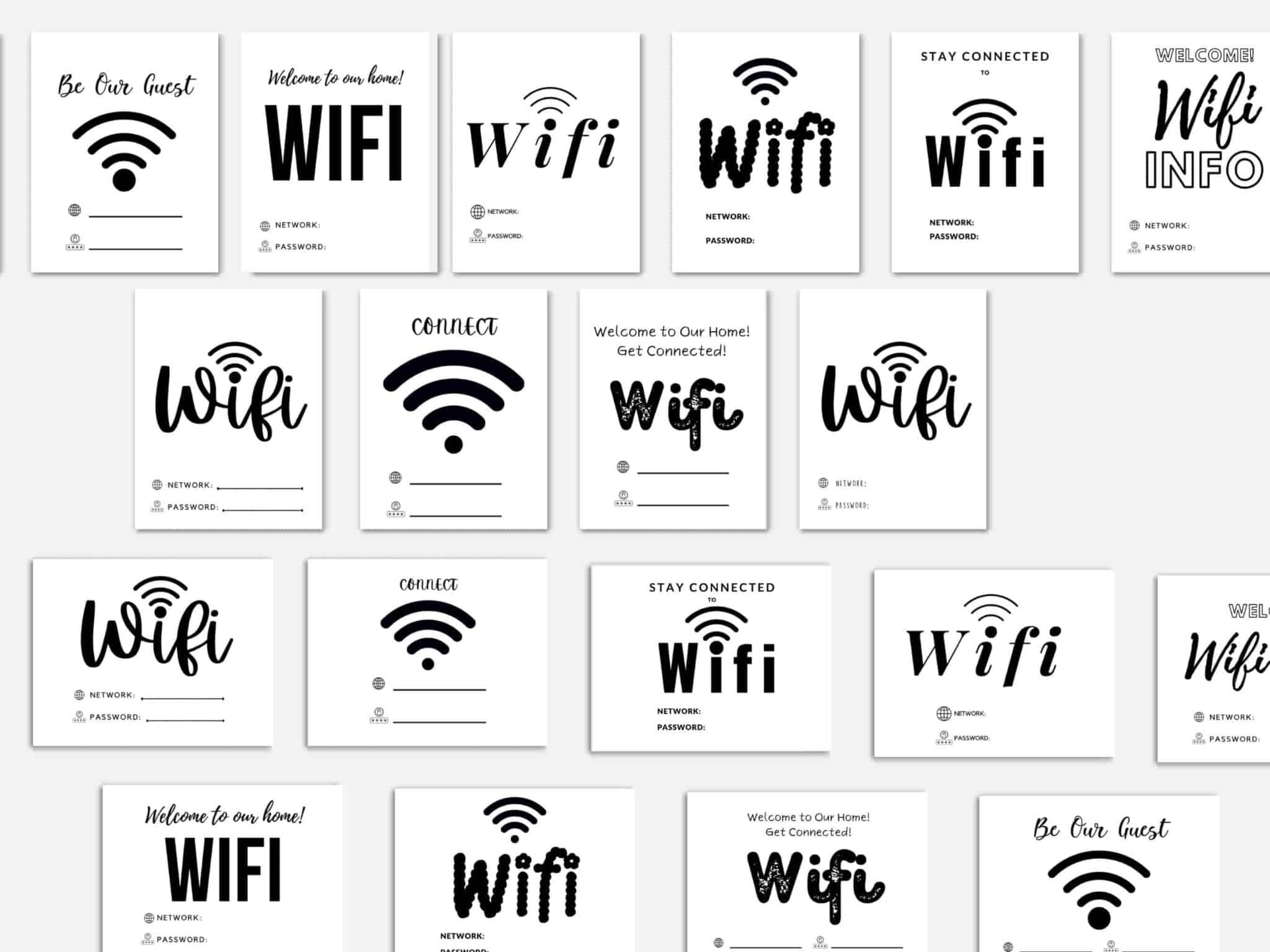 20 FREE Printable Wifi Password Sign Templates for Guests ⋆ Love Our ...