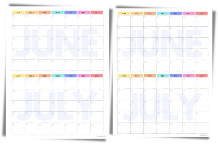 Free June and July Printable Calendar- Blank Templates ⋆ Love Our Real Life