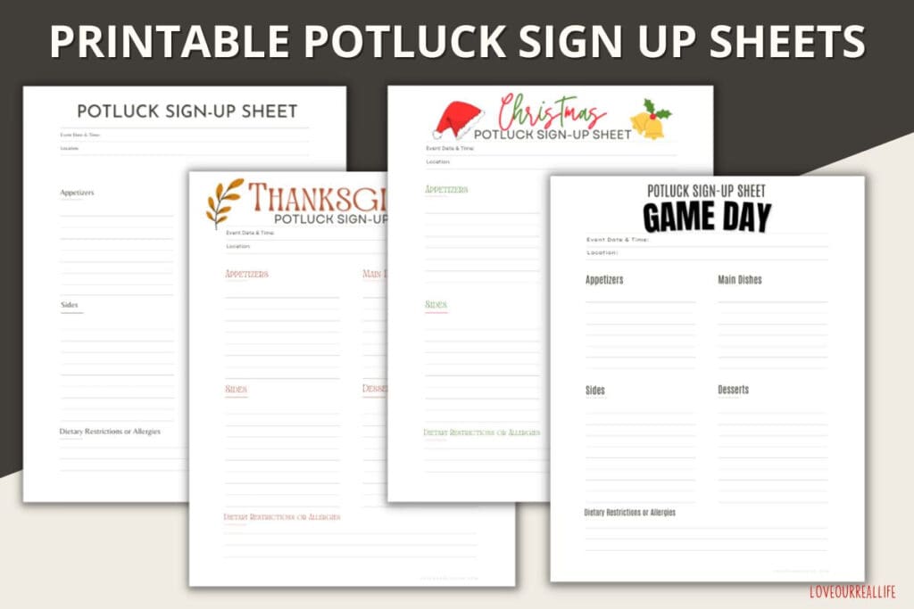 FREE Printable Potluck Sign Up Sheet - For Any Occasion ⋆ Love Our Real ...