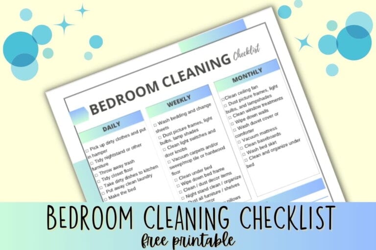 Free Printable Bedroom Cleaning Checklist - Daily, Weekly, Monthly ⋆ ...