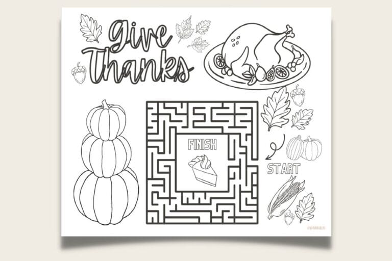 FREE Thanksgiving Printable Placemats (Coloring Page for Kids) ⋆ Love ...