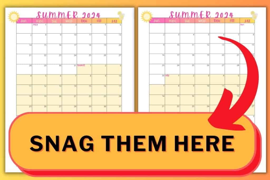 Free Summer Calendar Printable for 2024 ⋆ Love Our Real Life