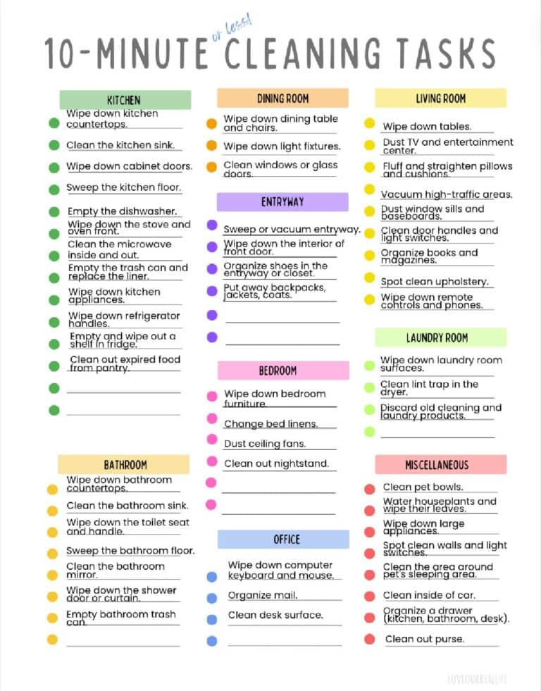 50 Quick and Easy 10-Minute Cleaning Tasks to Tidy Up Every Corner of Your Home ⋆ Love Our Real Life