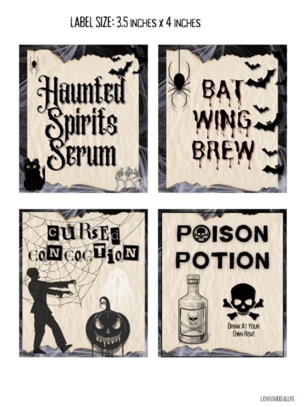 Spooky Halloween Potions Bottle Free Printable Labels ⋆ Love Our Real Life