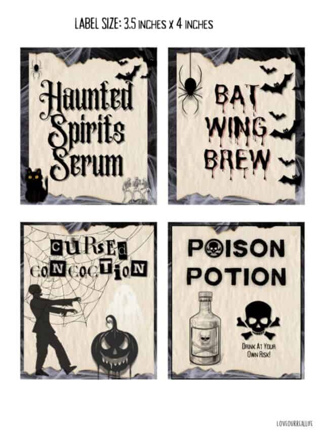 Spooky Halloween Potions Bottle Free Printable Labels ⋆ Love Our Real Life