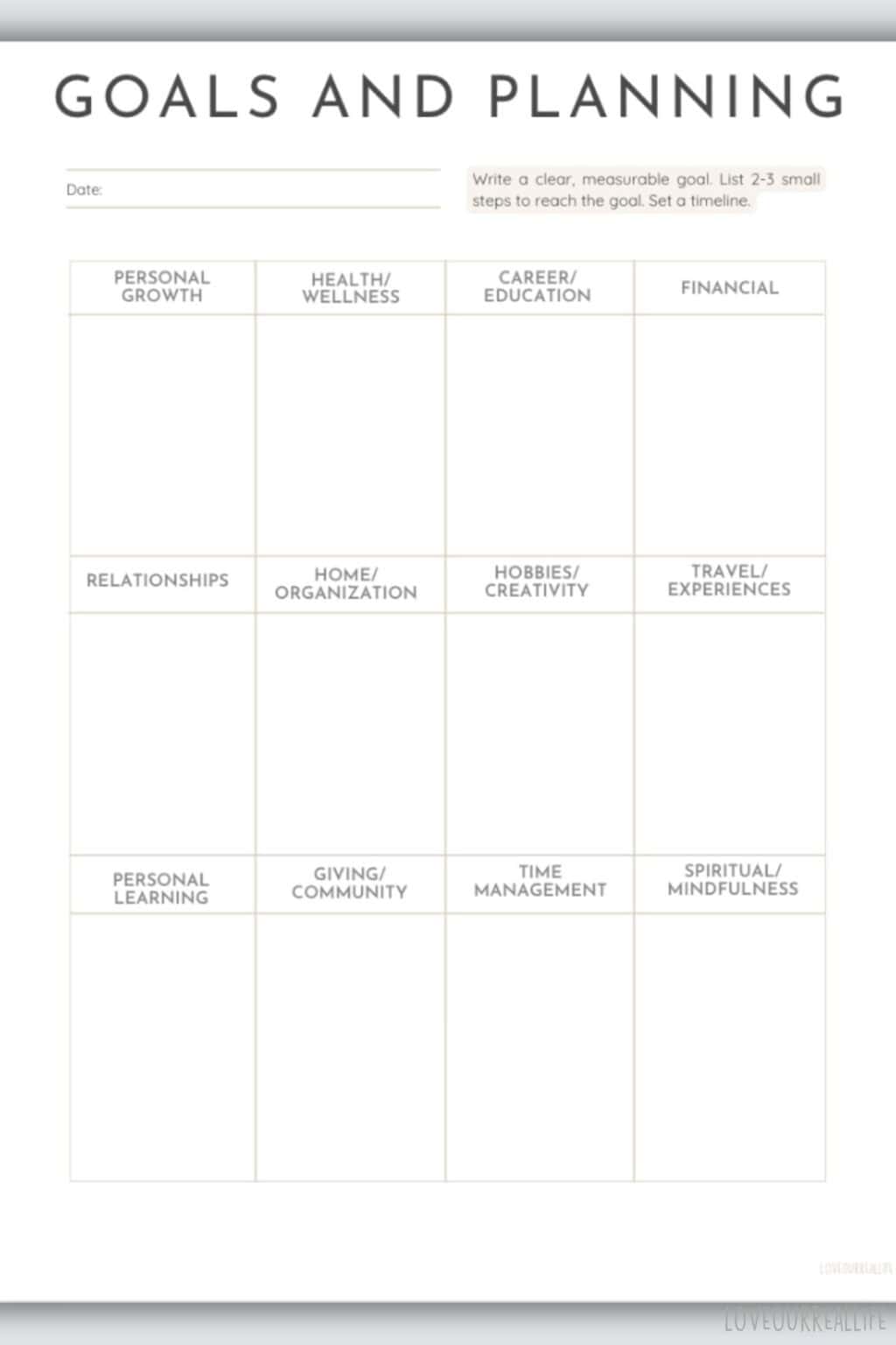 Free Goal Planning Worksheet: Setting Meaningful Goals in Every Area of ...